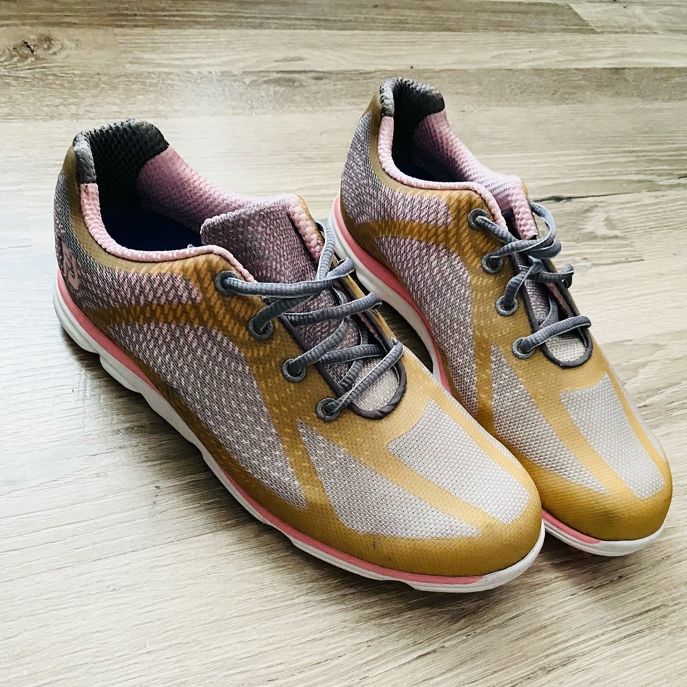 Footjoy Women's Fj 98000 Empower Pink/Grey/Gold Spike… - Gem
